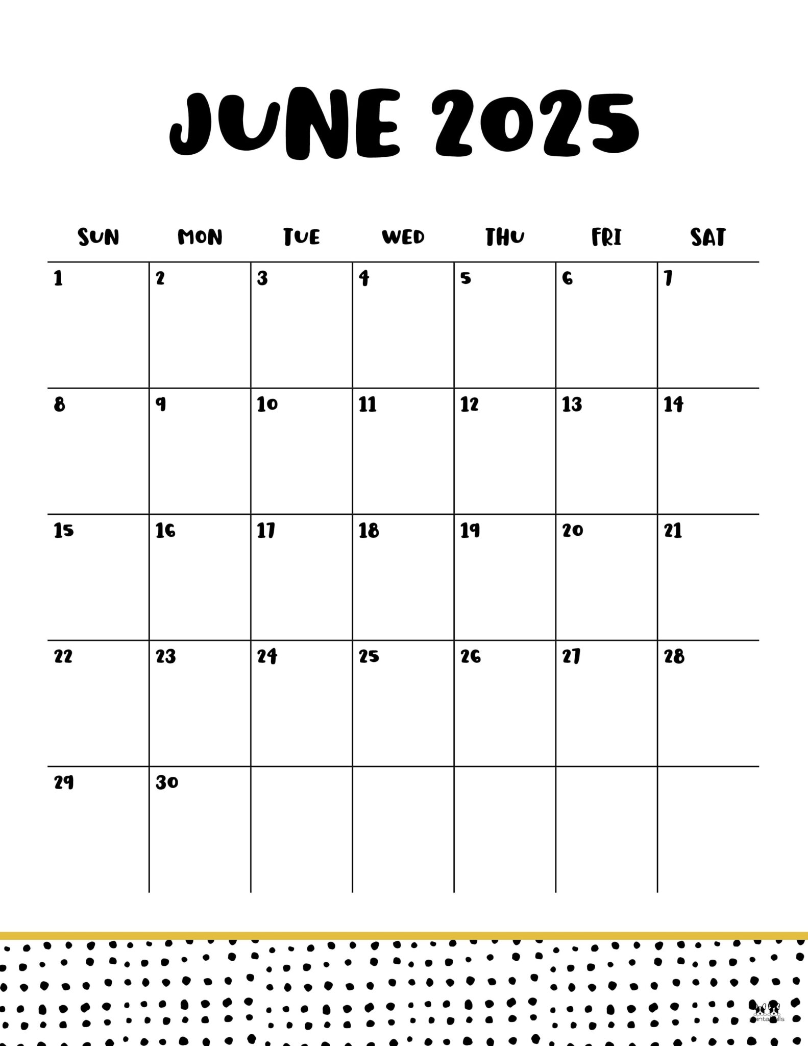June 2025 Calendars - 107 FREE Printables | Printabulls