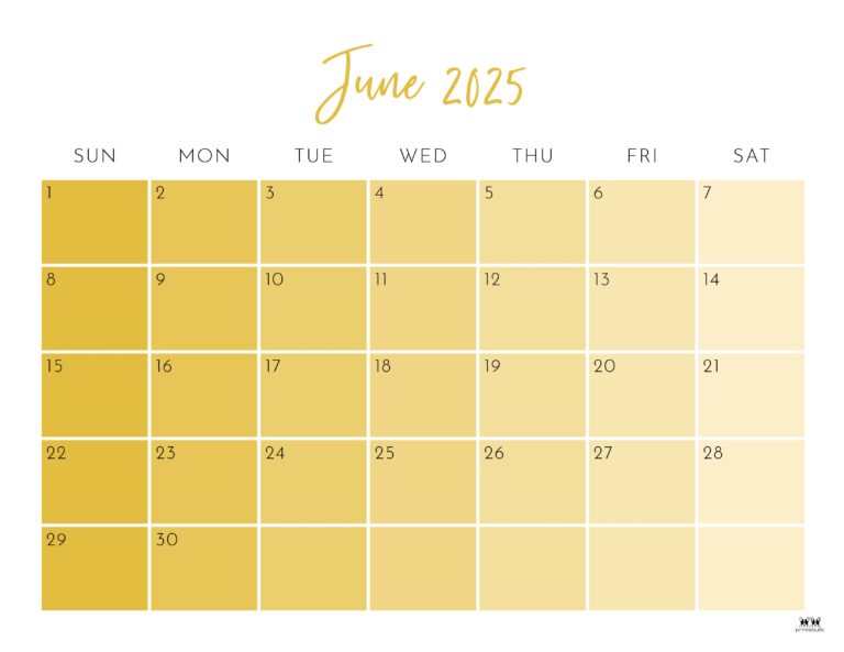June 2025 Calendars - 107 FREE Printables | Printabulls