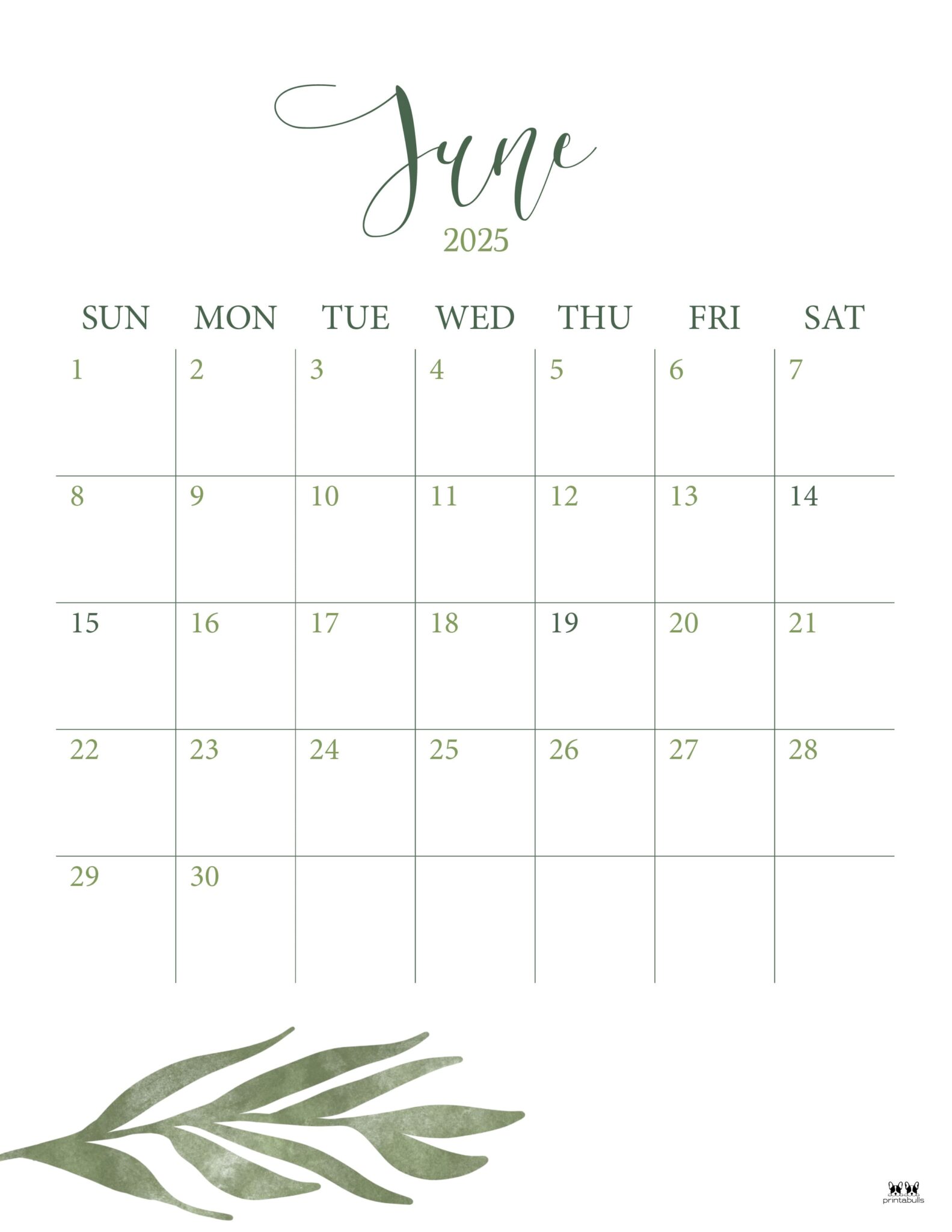June 2025 Calendars - 107 FREE Printables | Printabulls