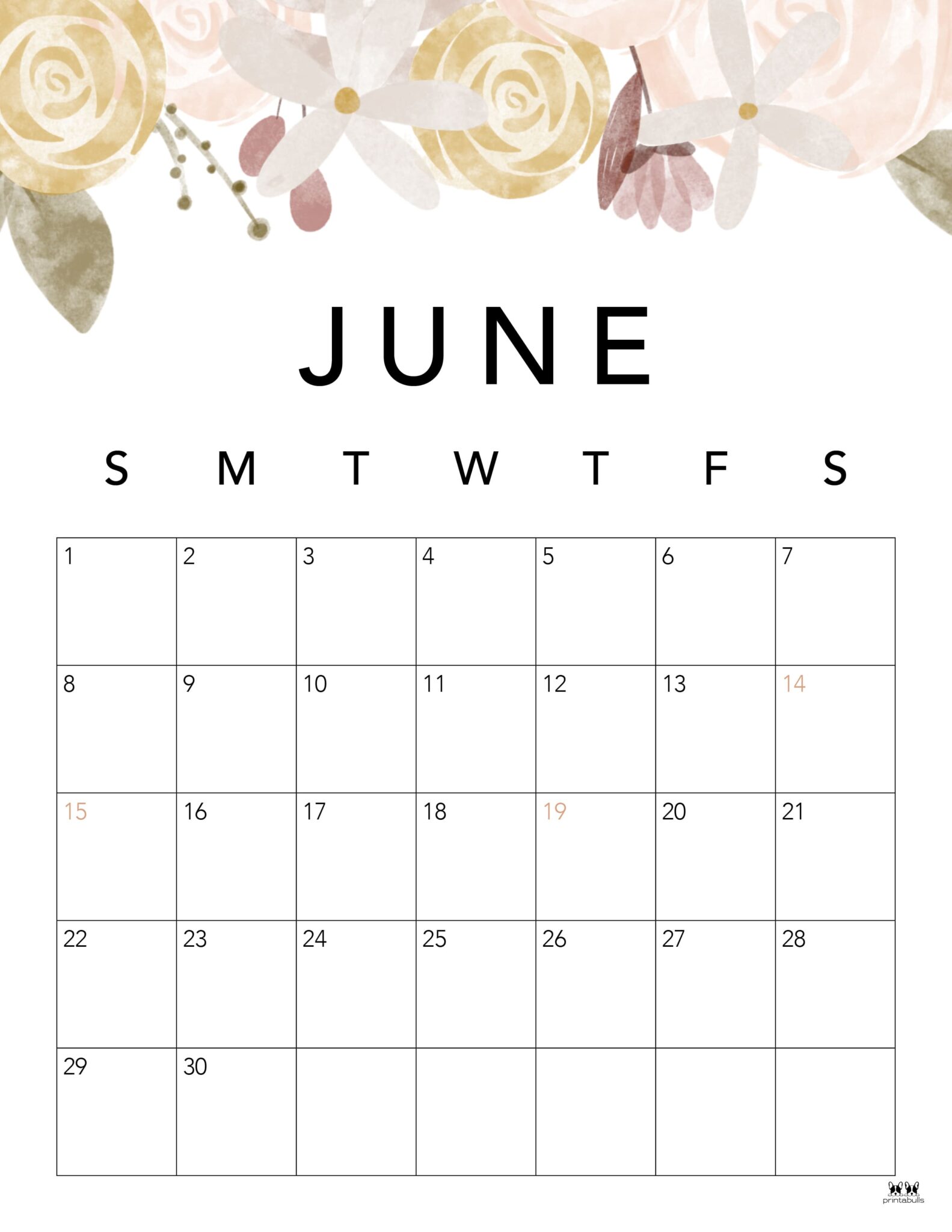 June 2025 Calendars - 107 FREE Printables | Printabulls