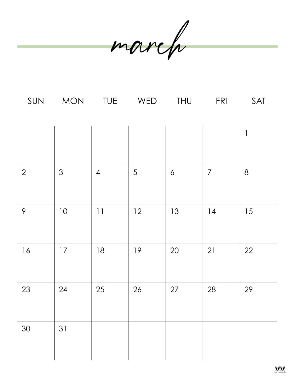 March 2025 Calendars - 107 FREE Printables | Printabulls