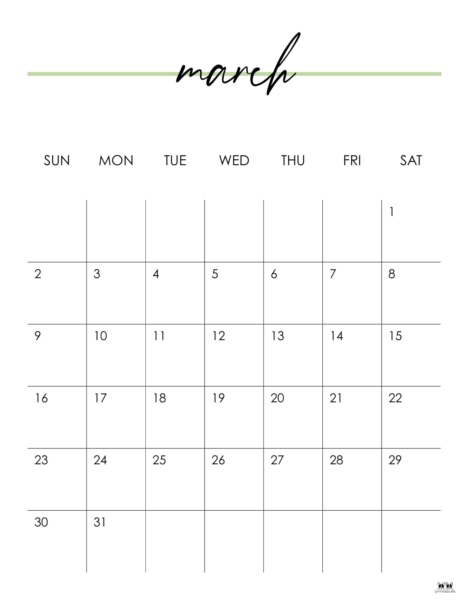 March 2025 Calendars - 107 FREE Printables | Printabulls