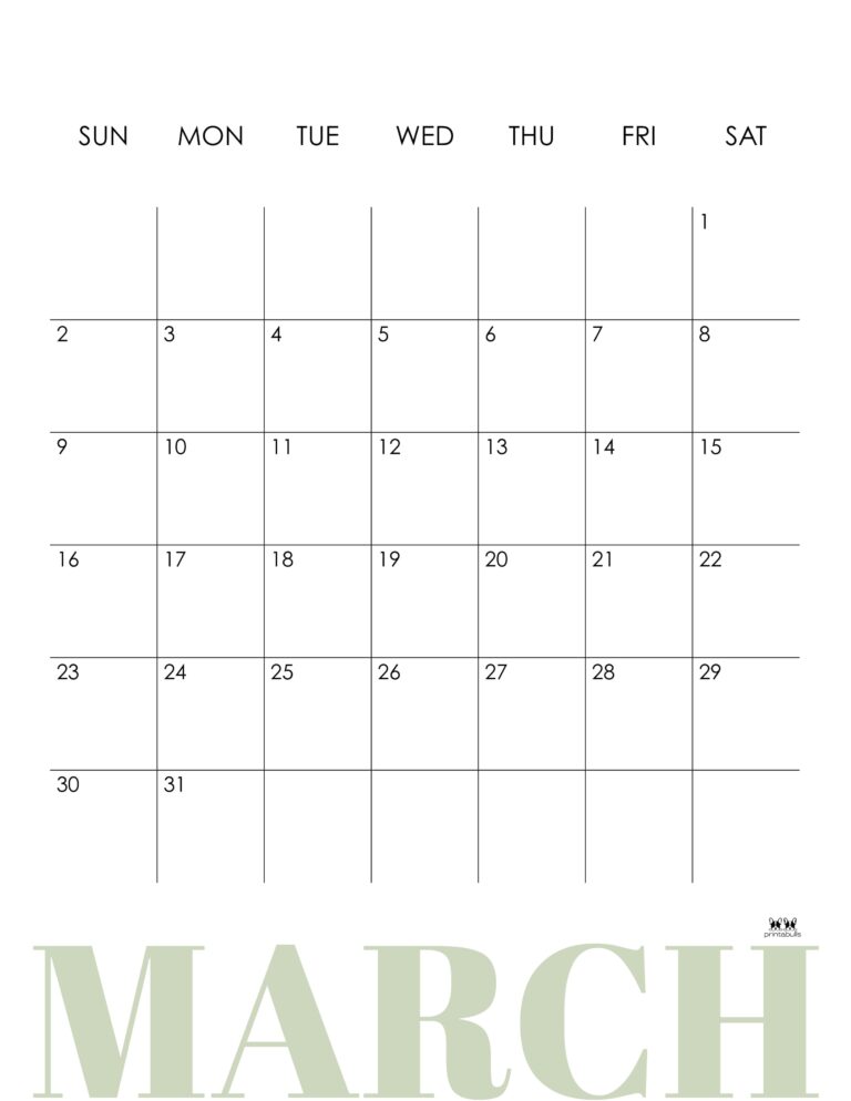 March 2025 Calendars - 107 FREE Printables | Printabulls