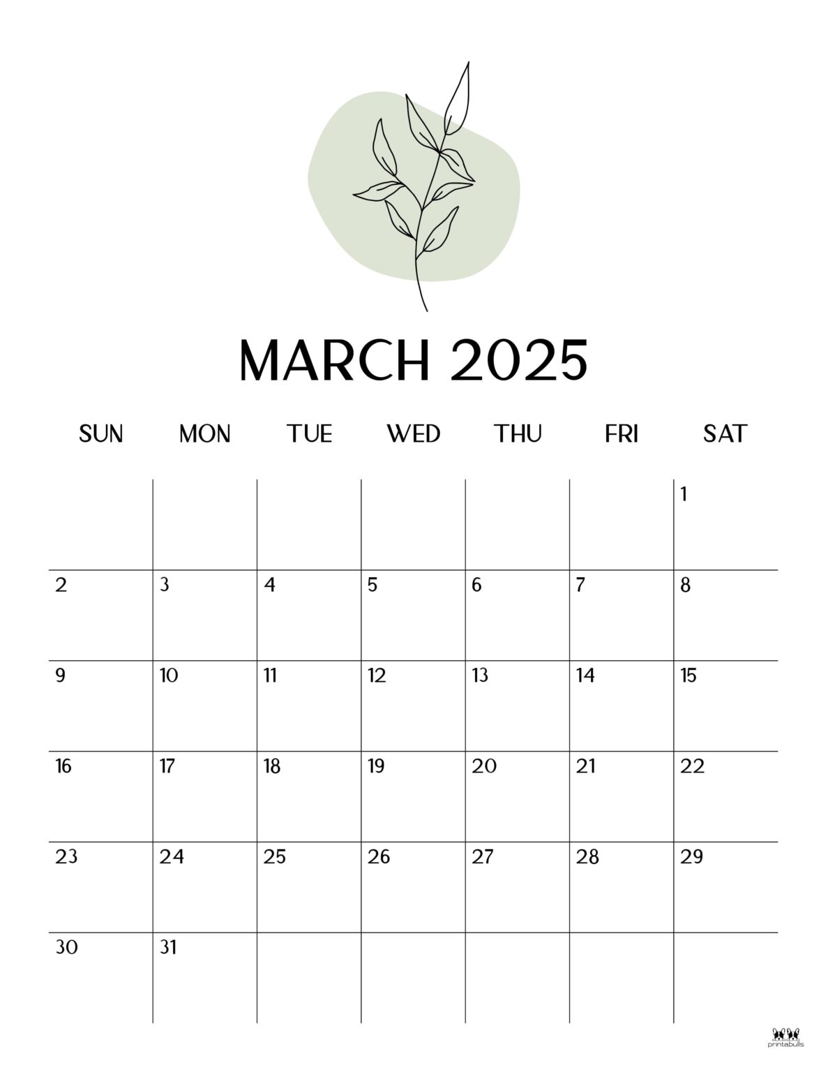 March 2025 Calendars - 107 FREE Printables | Printabulls