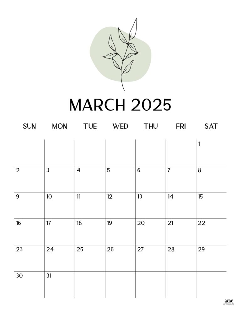 March 2025 Calendars - 107 FREE Printables | Printabulls