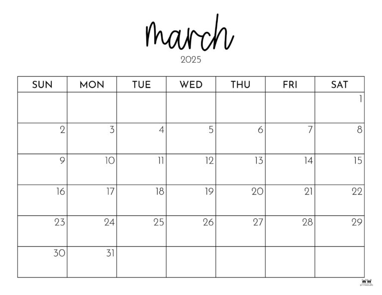 March 2025 Calendars - 107 FREE Printables | Printabulls