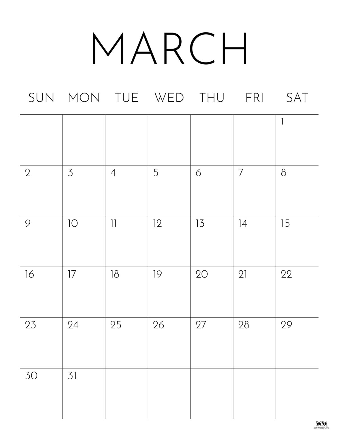 March 2025 Calendars - 107 FREE Printables | Printabulls