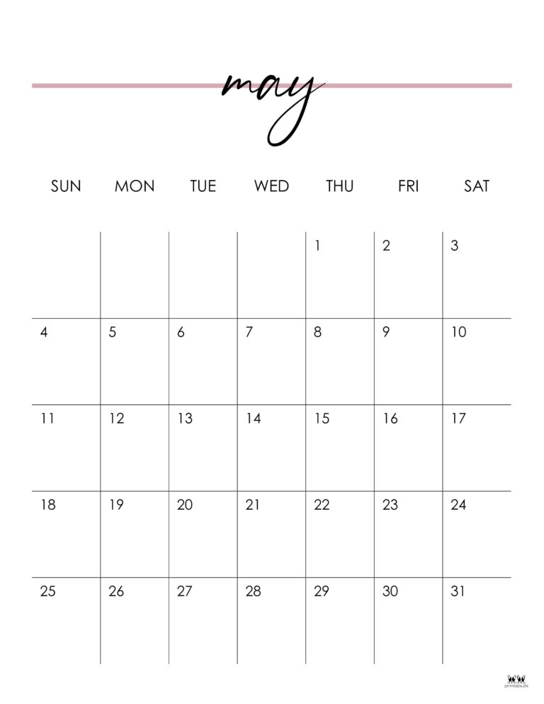 May 2025 Calendars - 107 FREE Printables | Printabulls