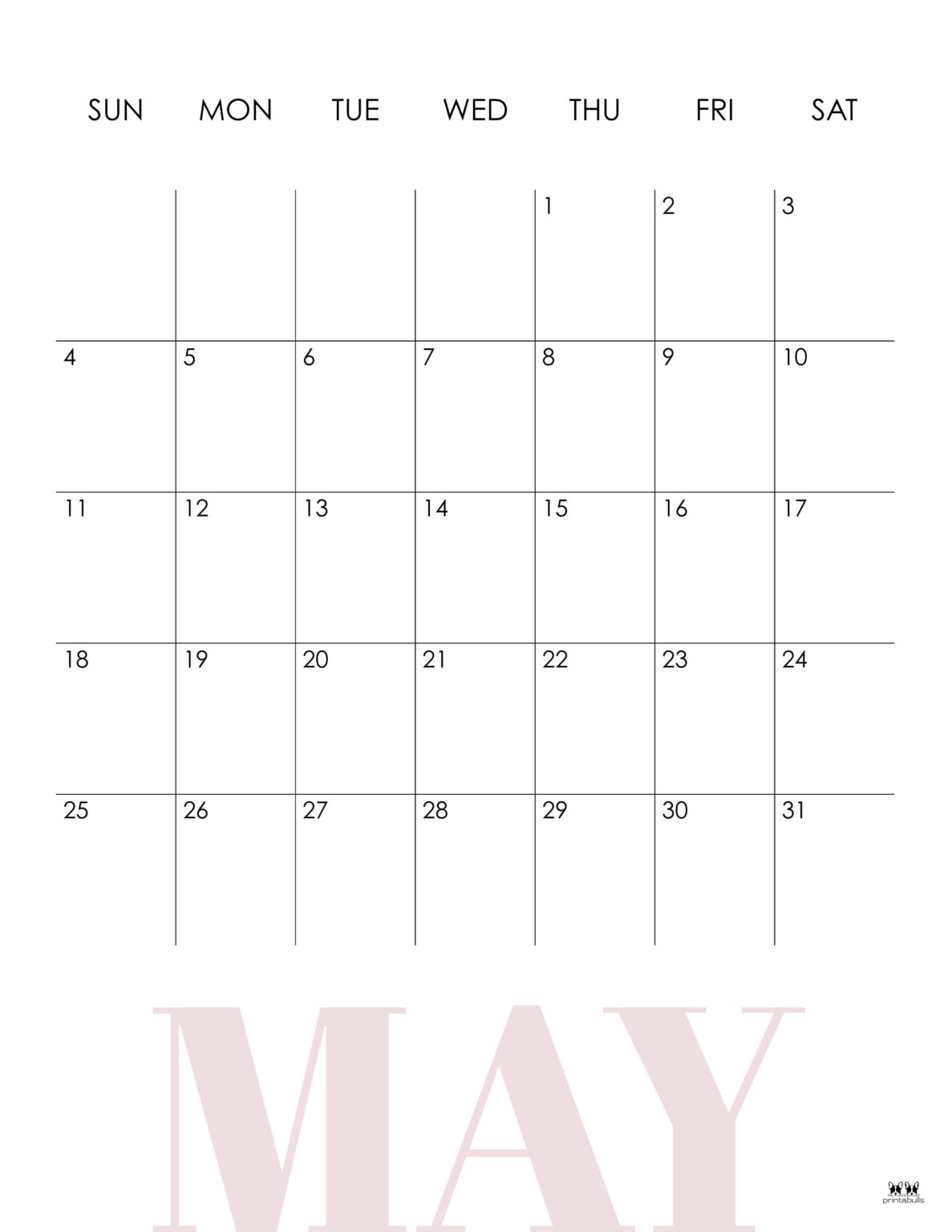 May 2025 Calendars - 107 FREE Printables | Printabulls
