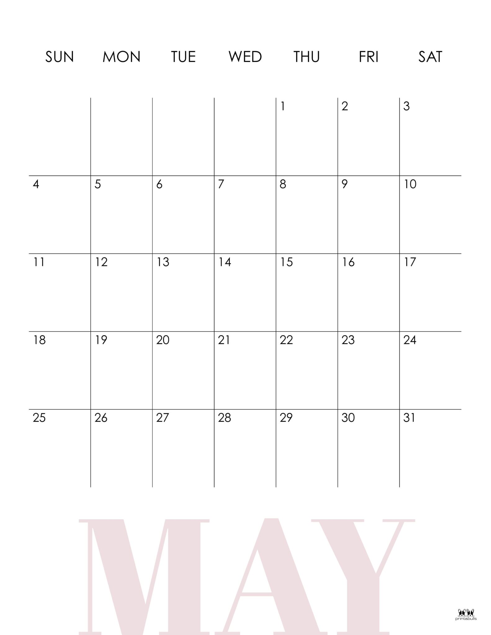 May 2025 Calendars - 107 FREE Printables | Printabulls