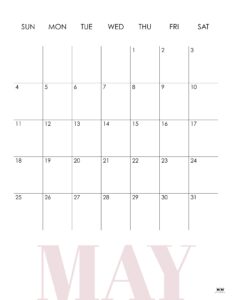 May 2025 Calendars - 107 FREE Printables | Printabulls