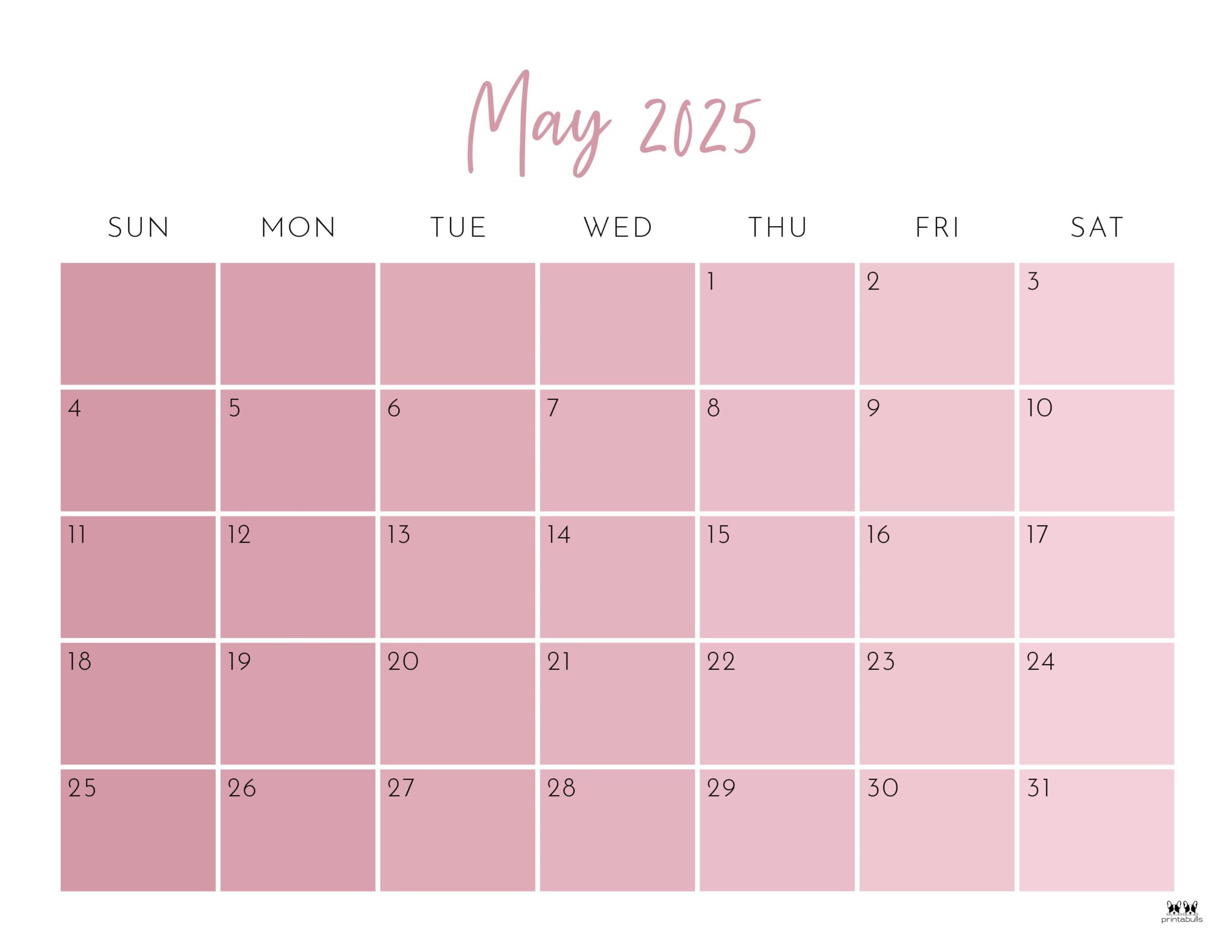 May 2025 Calendars - 107 FREE Printables | Printabulls
