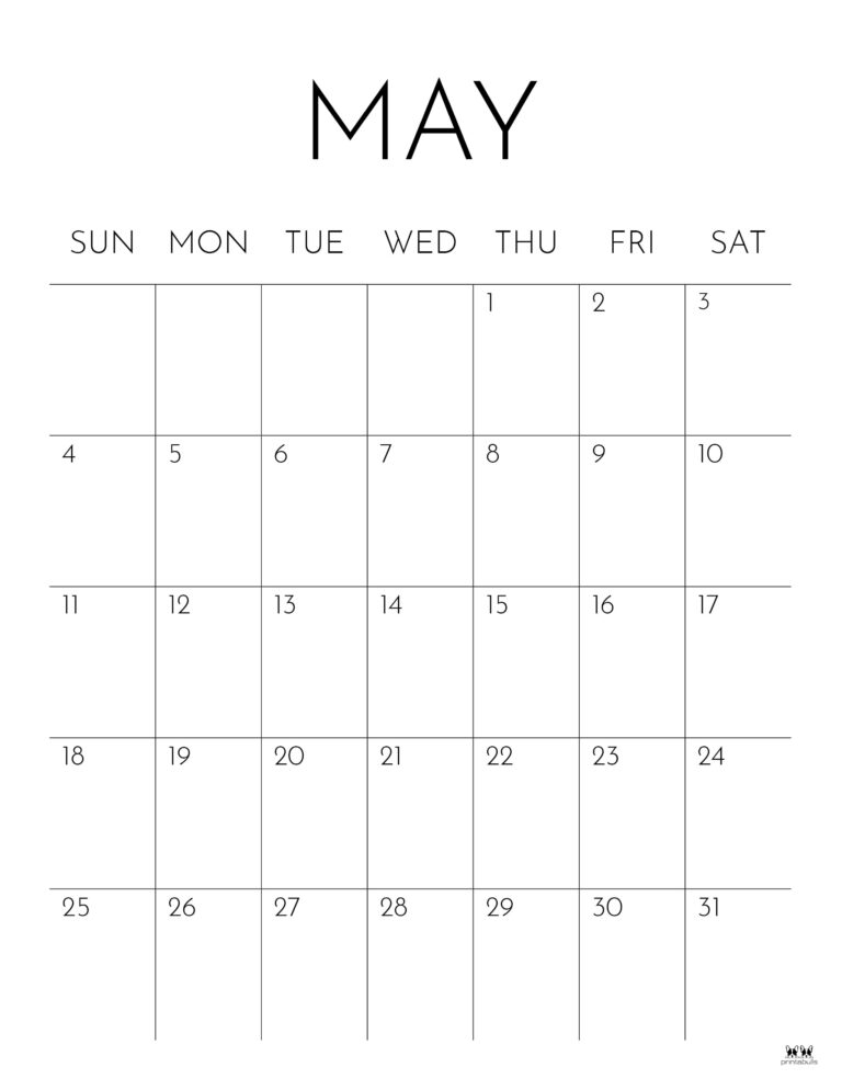 May 2025 Calendars - 107 FREE Printables | Printabulls
