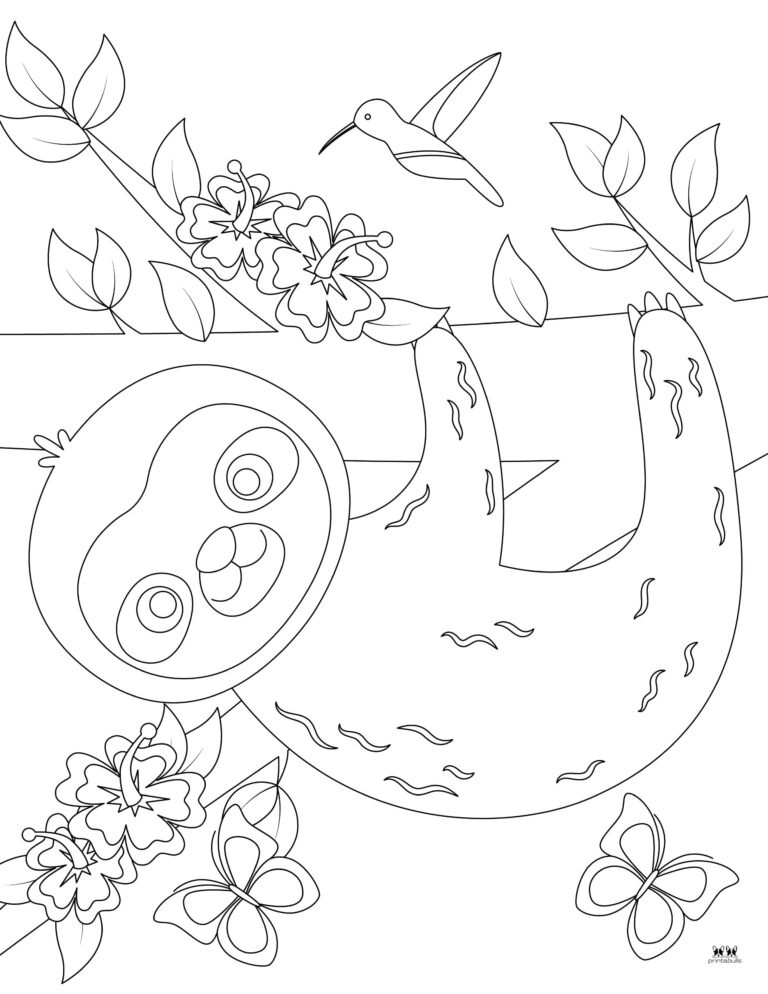 Sloth Coloring Pages - 25 FREE Printables | Printabulls