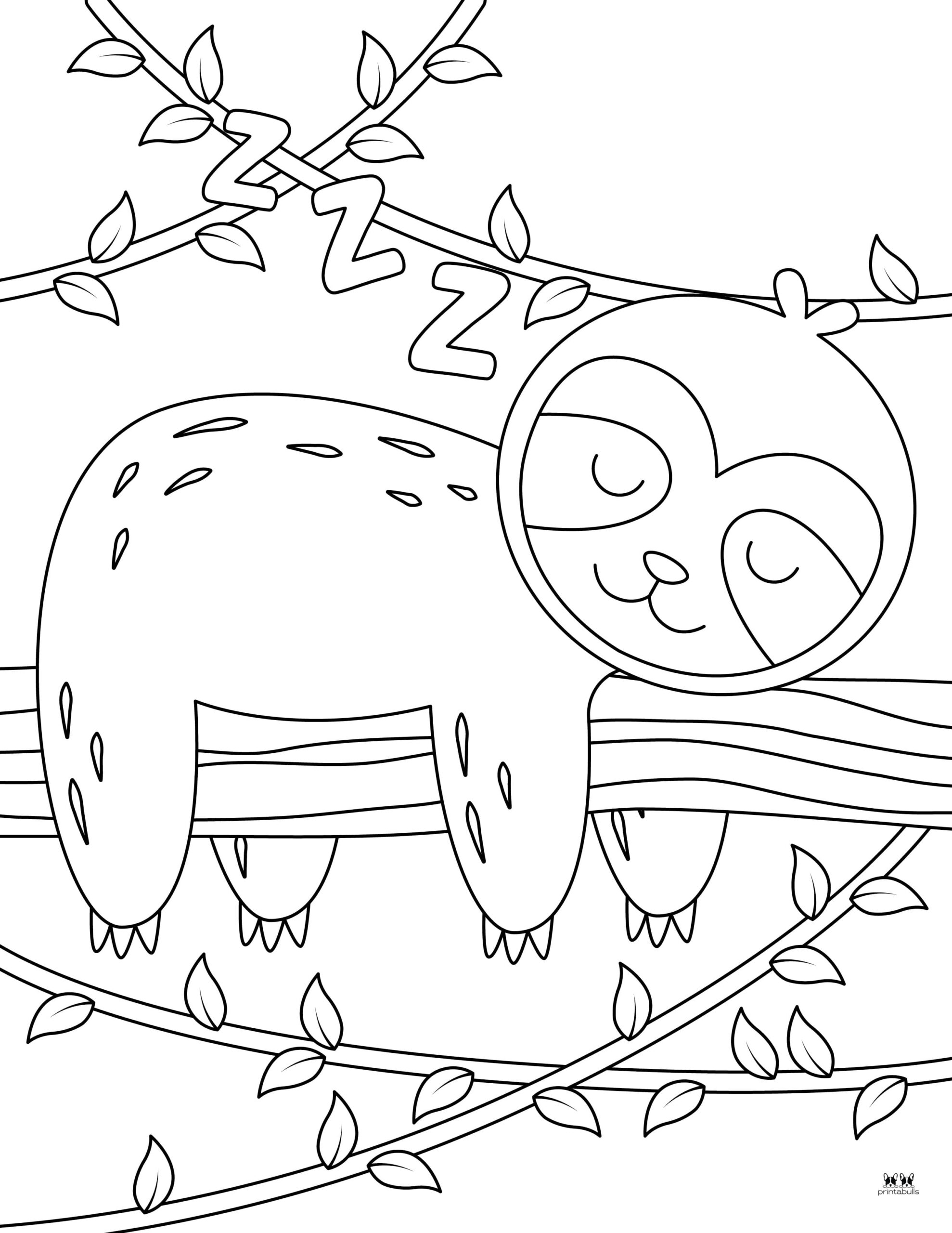 Sloth Coloring Pages - 25 FREE Printables | Printabulls