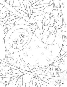 Sloth Coloring Pages - 25 FREE Printables | Printabulls