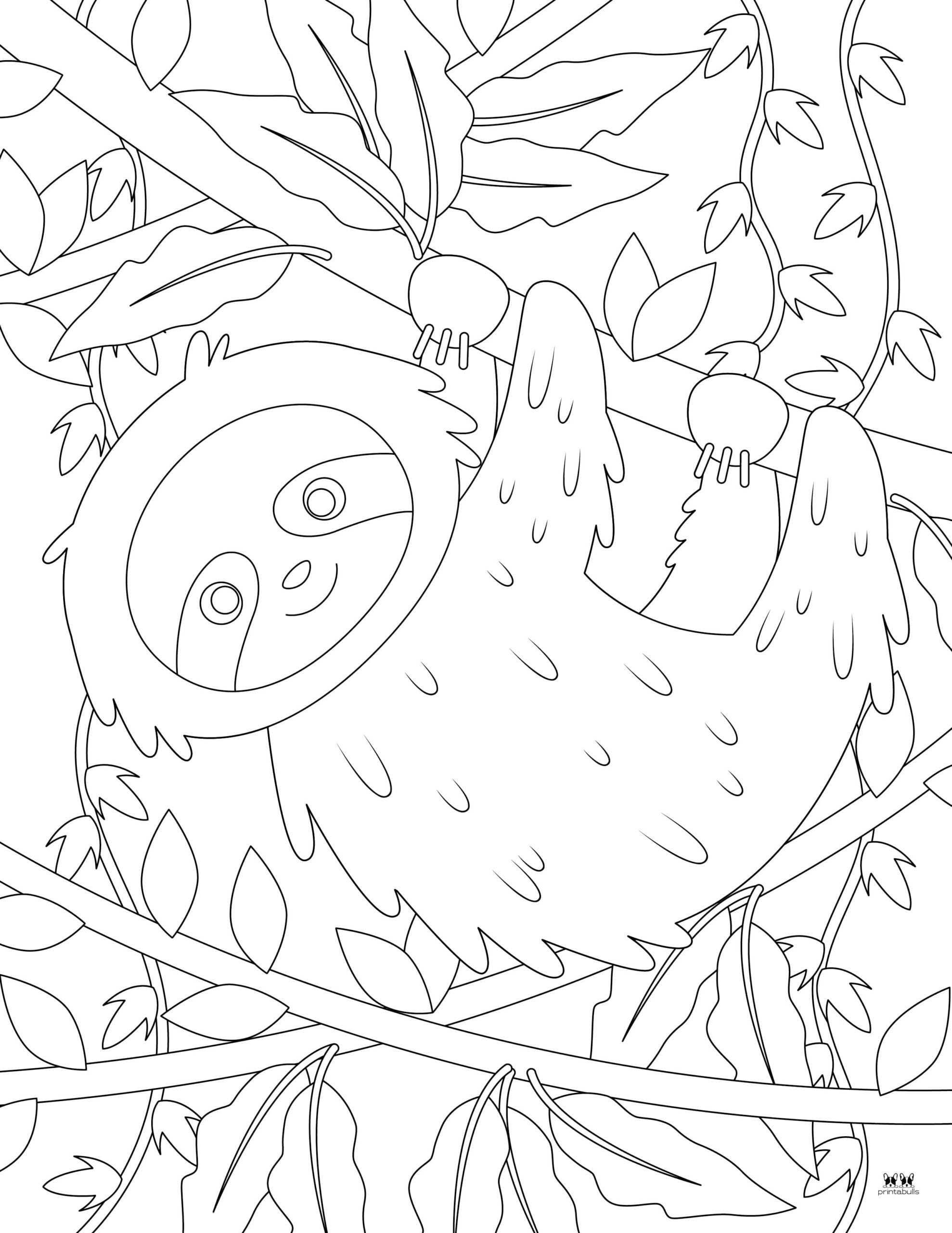 Sloth Coloring Pages - 25 FREE Printables | Printabulls