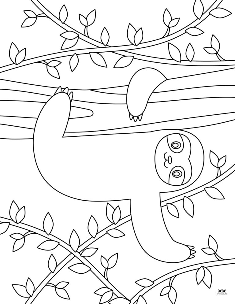 Sloth Coloring Pages - 25 FREE Printables | Printabulls