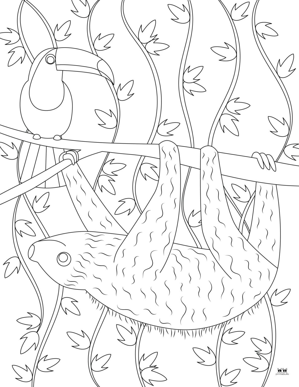 Sloth Coloring Pages - 25 FREE Printables | Printabulls