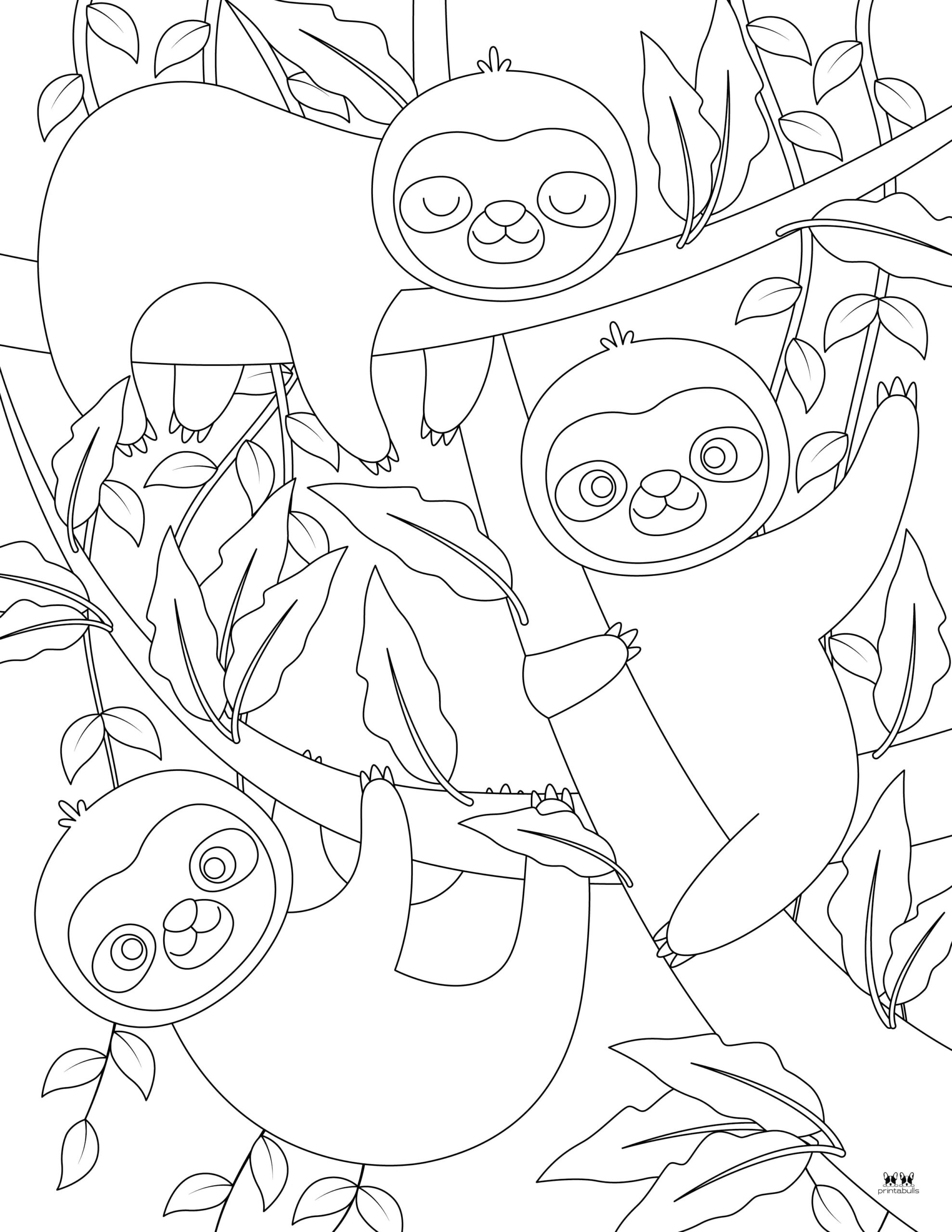 Sloth Coloring Pages - 25 FREE Printables | Printabulls