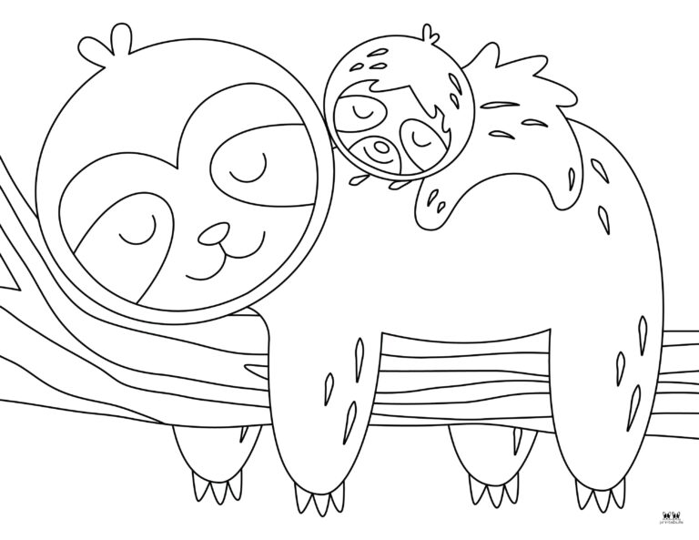 Sloth Coloring Pages - 25 FREE Printables | Printabulls