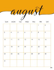 August 2025 Calendars - 107 FREE Printables | Printabulls