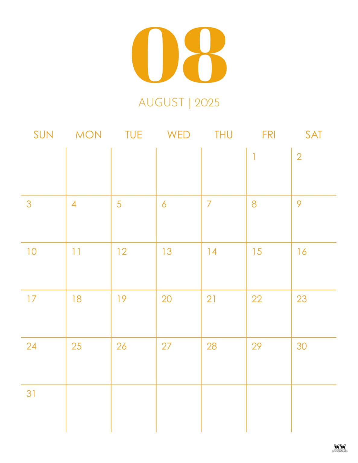 August 2025 Calendars - 107 FREE Printables - PrintaBulk