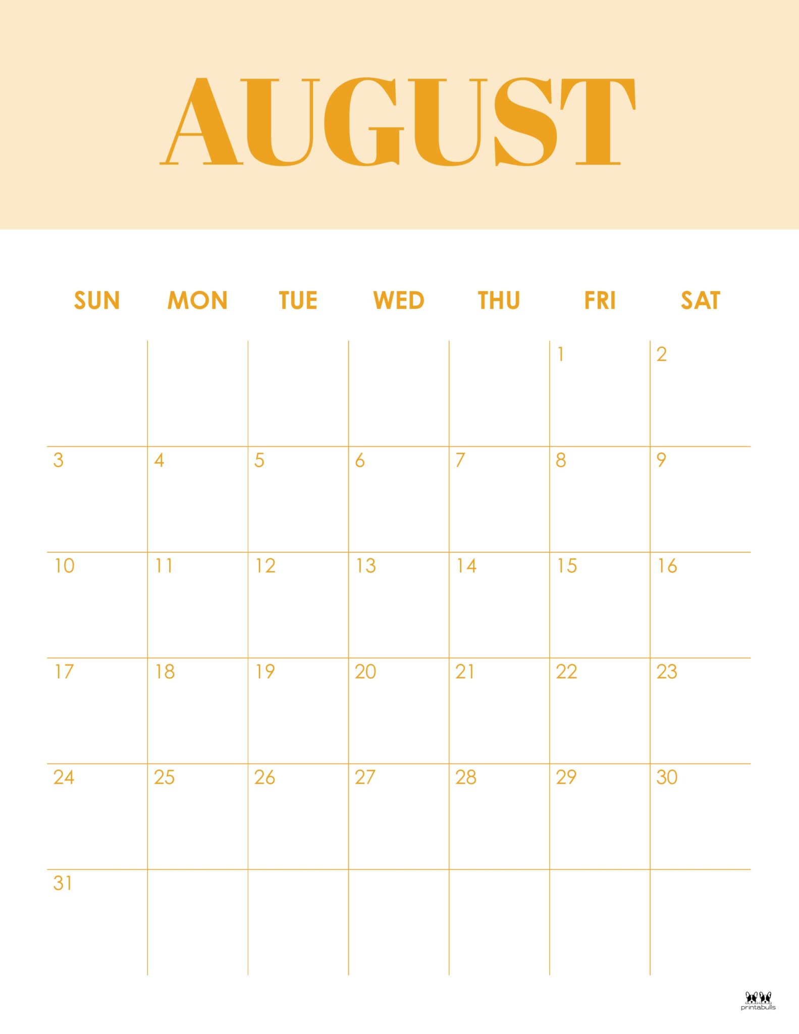 August 2025 Calendars - 107 FREE Printables | Printabulls