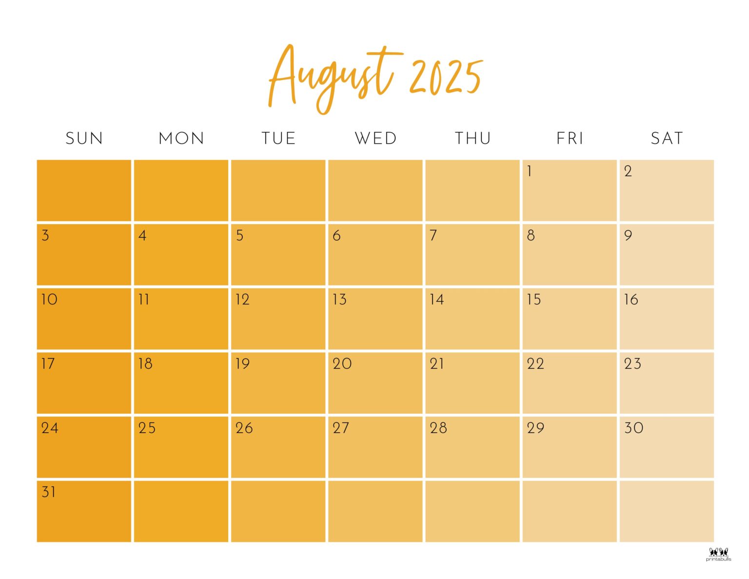 August 2025 Calendars - 107 FREE Printables | Printabulls