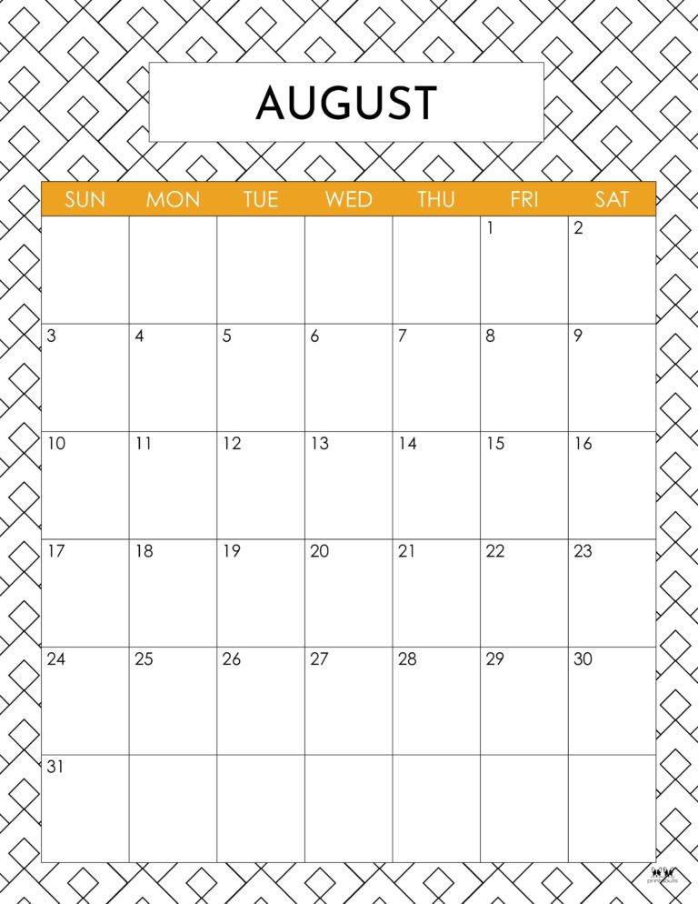 August 2025 Calendars - 107 FREE Printables | Printabulls