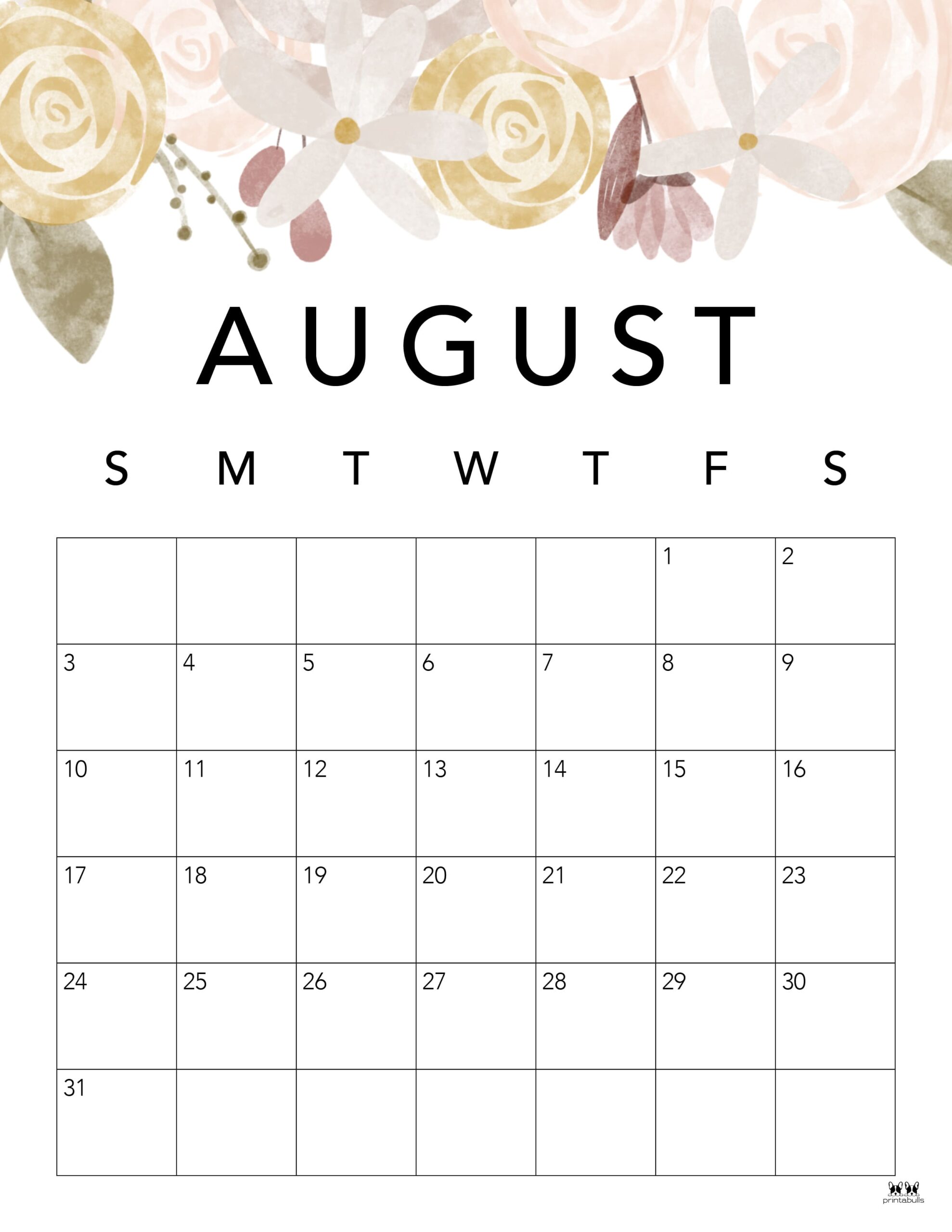 August 2025 Calendars - 107 FREE Printables | Printabulls