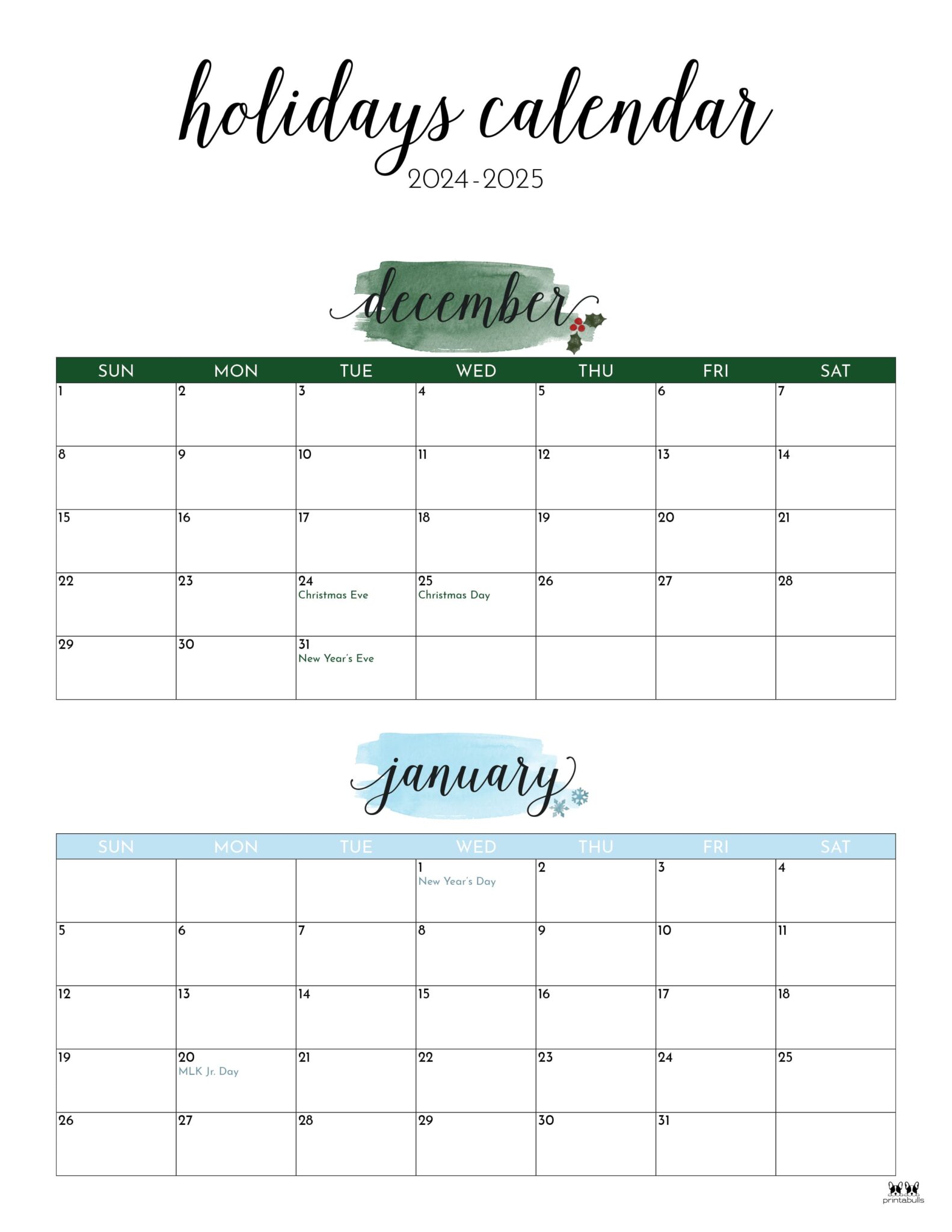 November December 2024 Calendars - 28 Printables - PrintaBulk