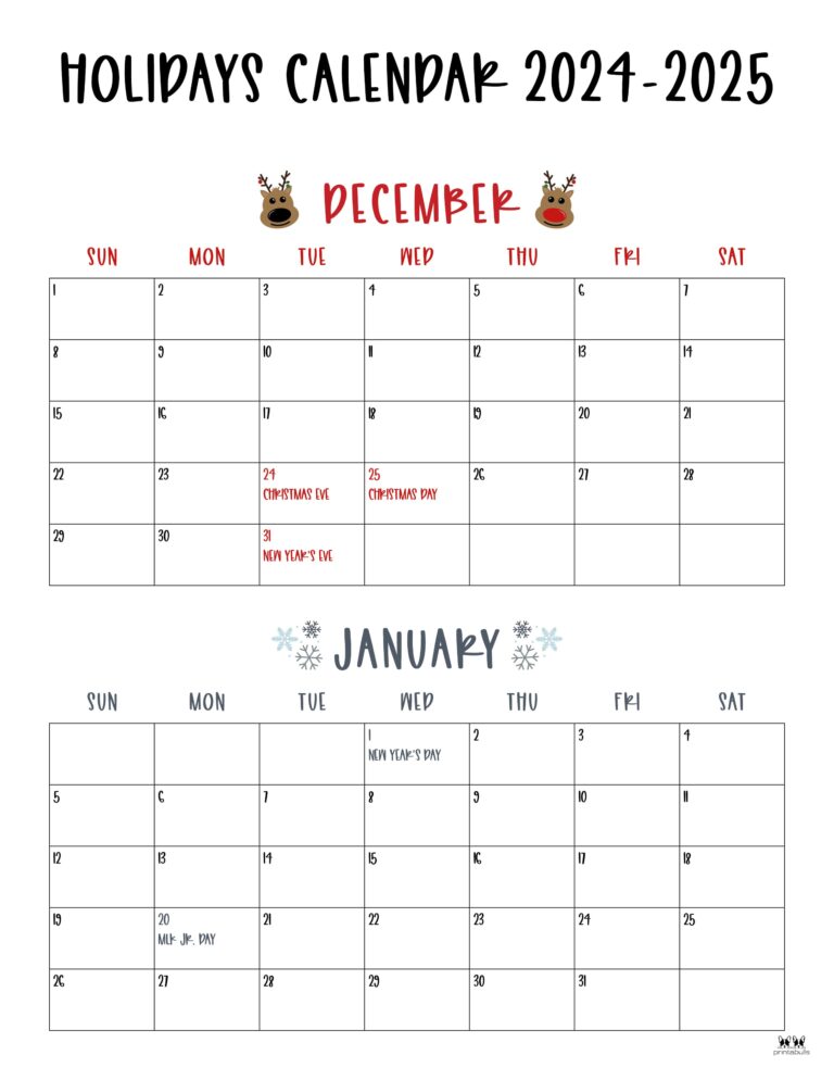 November December 2024 Calendars - 28 Printables | Printabulls