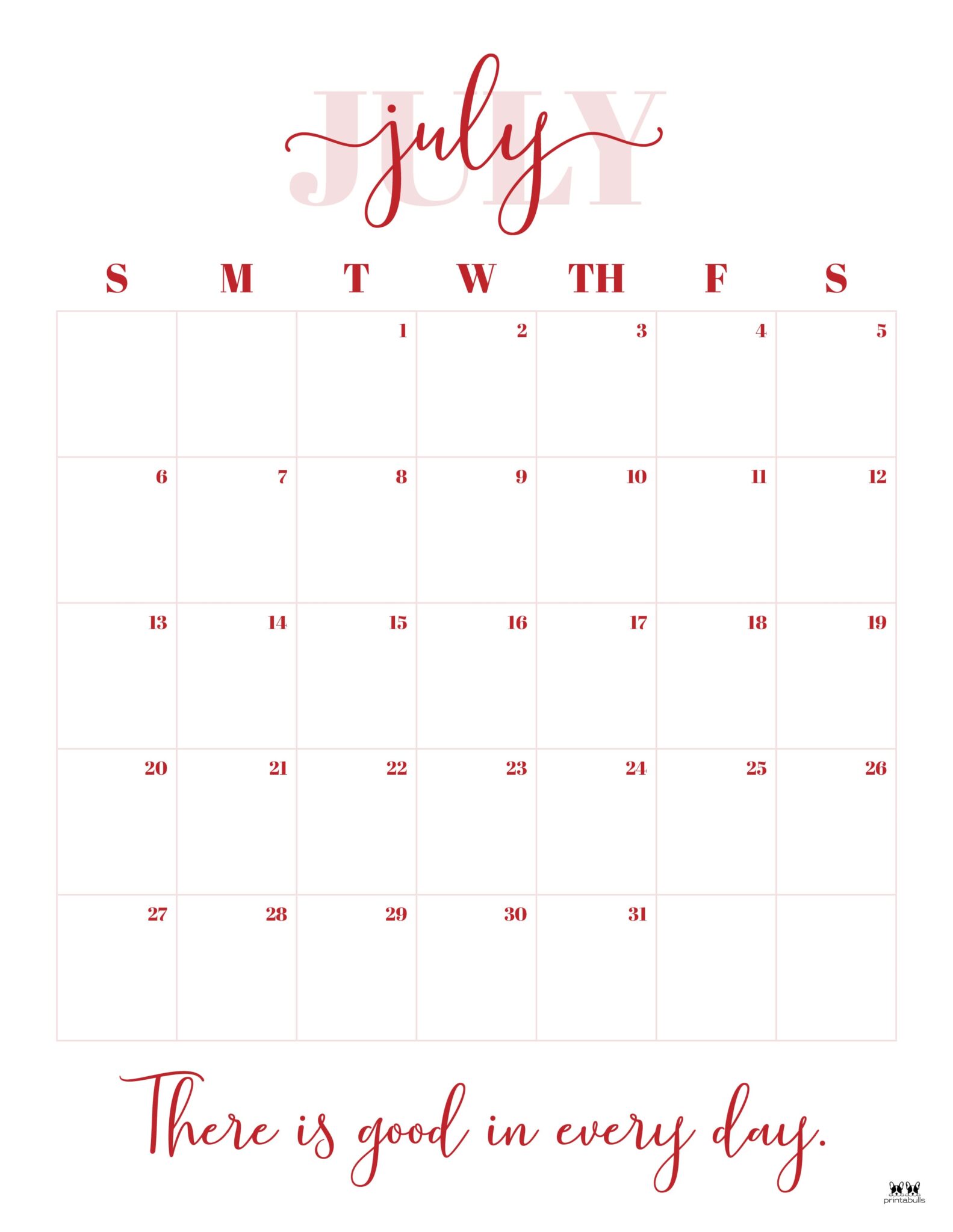 July 2025 Calendars - 107 FREE Printables | Printabulls