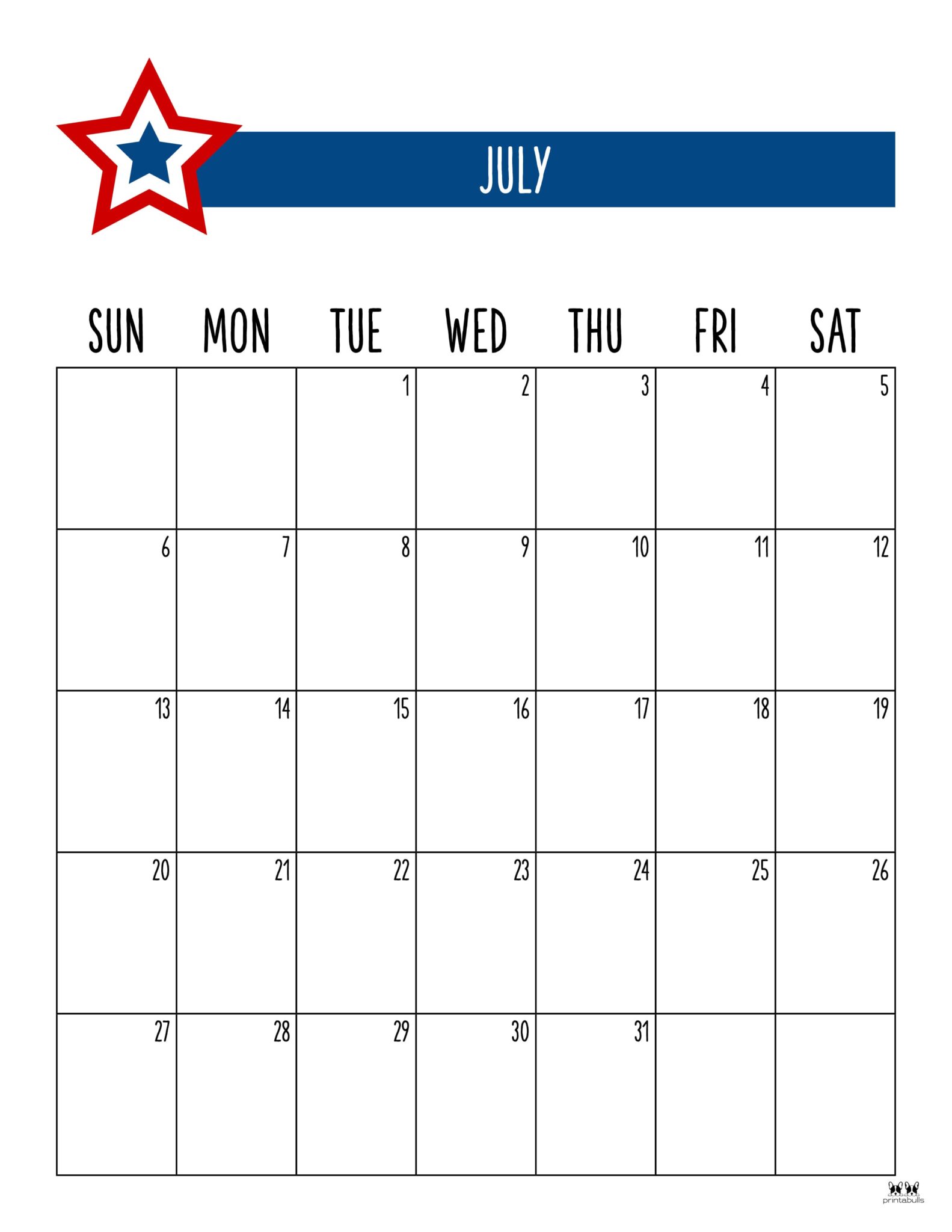 July 2025 Calendars - 107 FREE Printables | Printabulls