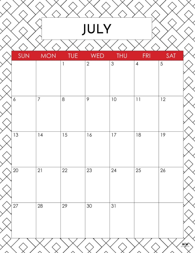 July 2025 Calendars - 107 FREE Printables | Printabulls