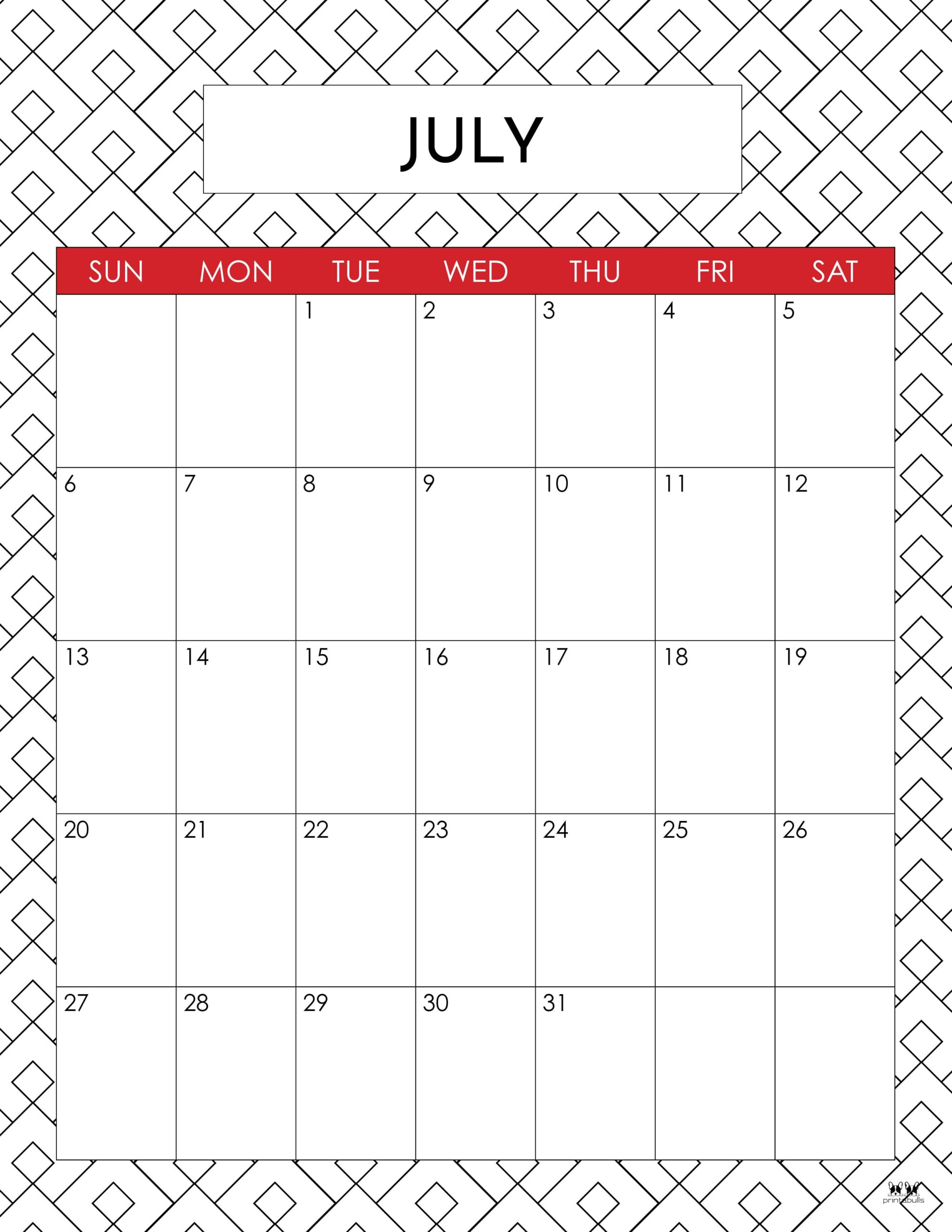 July 2025 Calendars - 107 FREE Printables | Printabulls