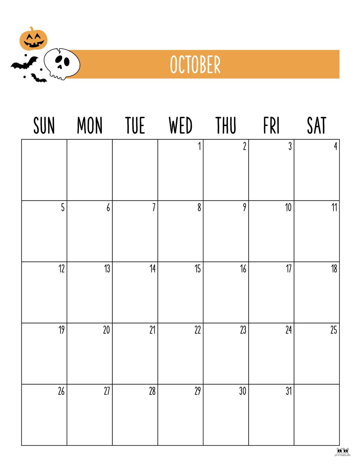 October 2025 Calendars - 107 FREE Printables | Printabulls