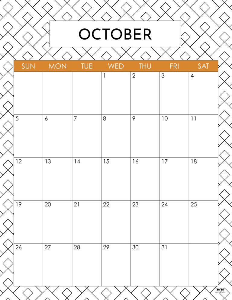 October 2025 Calendars - 107 FREE Printables | Printabulls