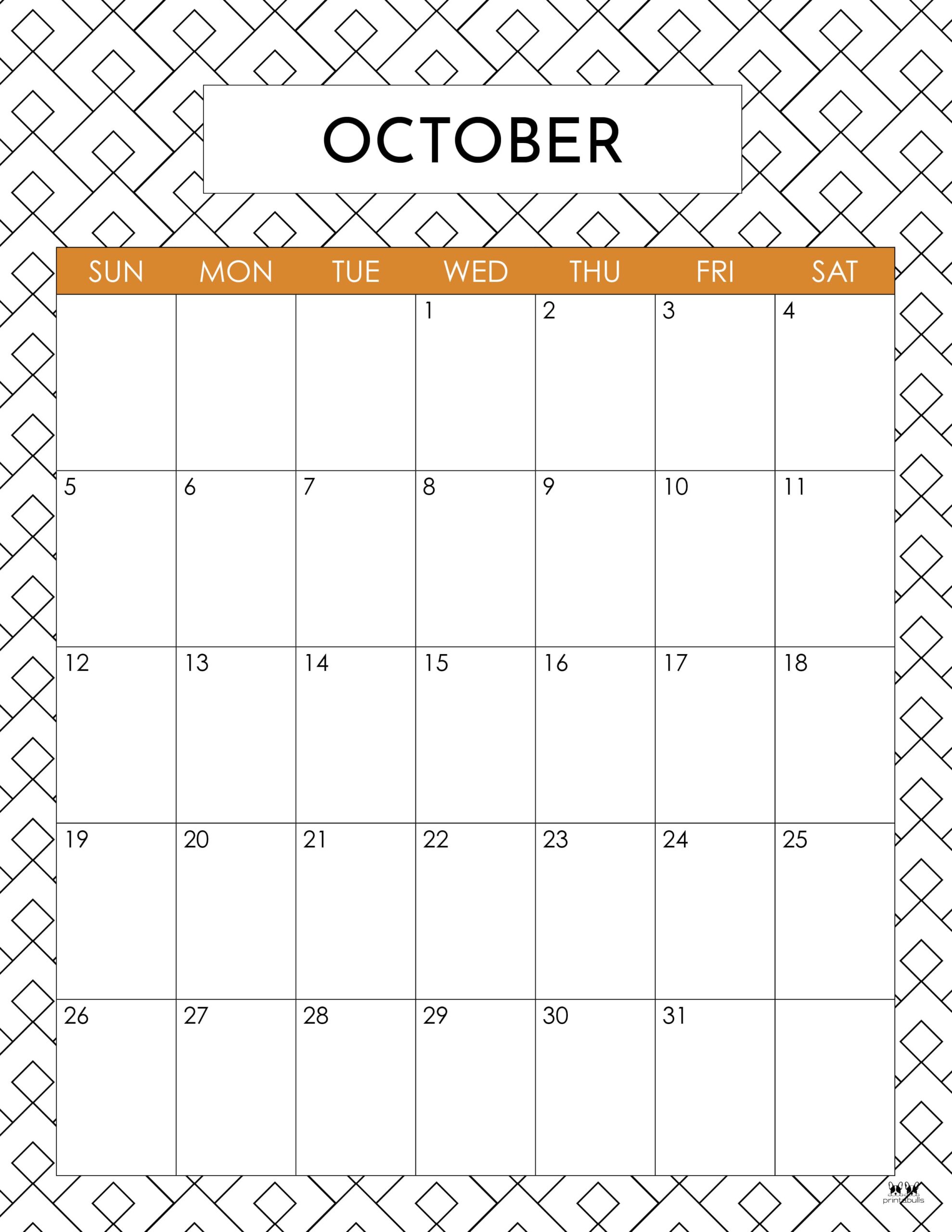 October 2025 Calendars - 107 FREE Printables | Printabulls