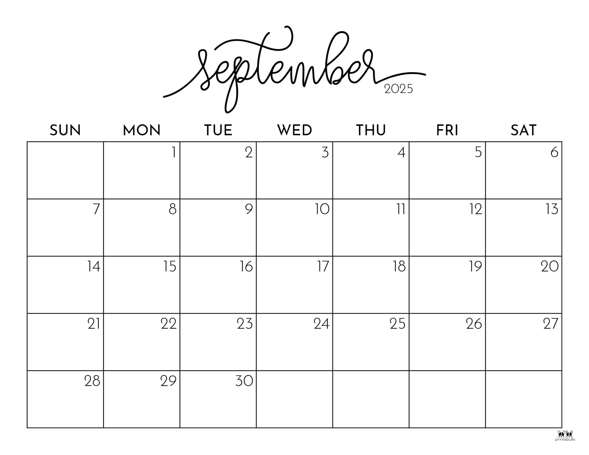 September 2025 Calendars - 107 FREE Printables | Printabulls