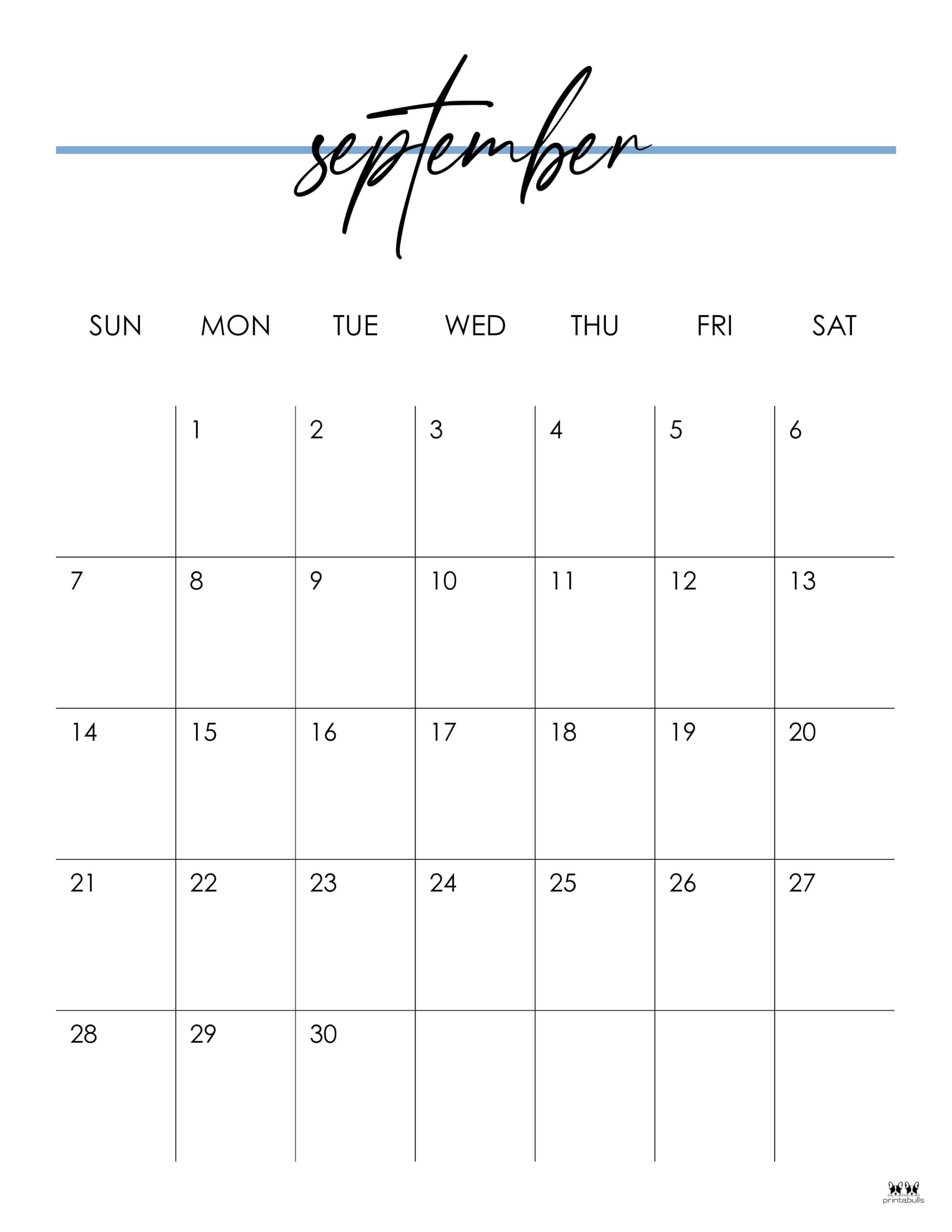 September 2025 Calendars - 107 FREE Printables | Printabulls