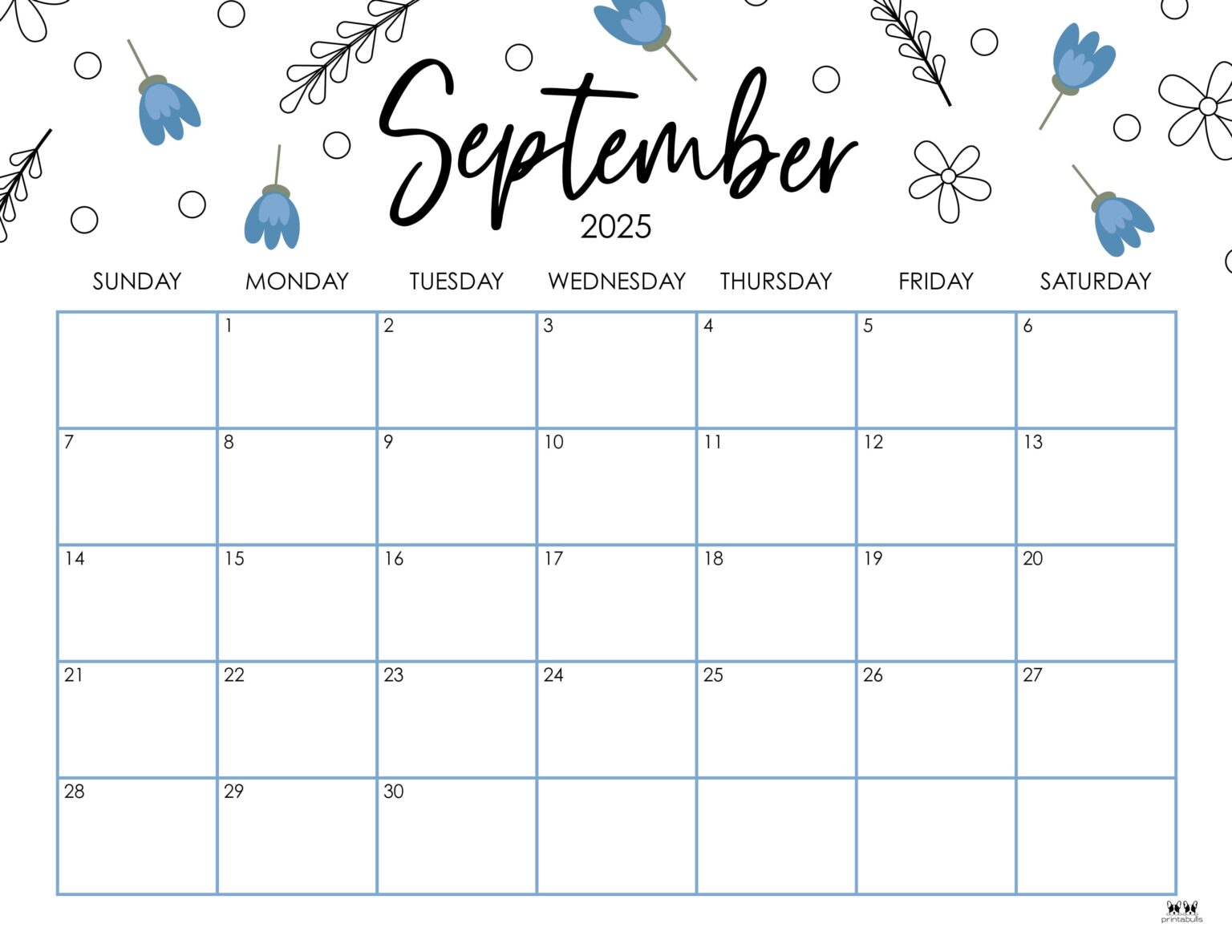 September 2025 Calendars - 107 FREE Printables | Printabulls