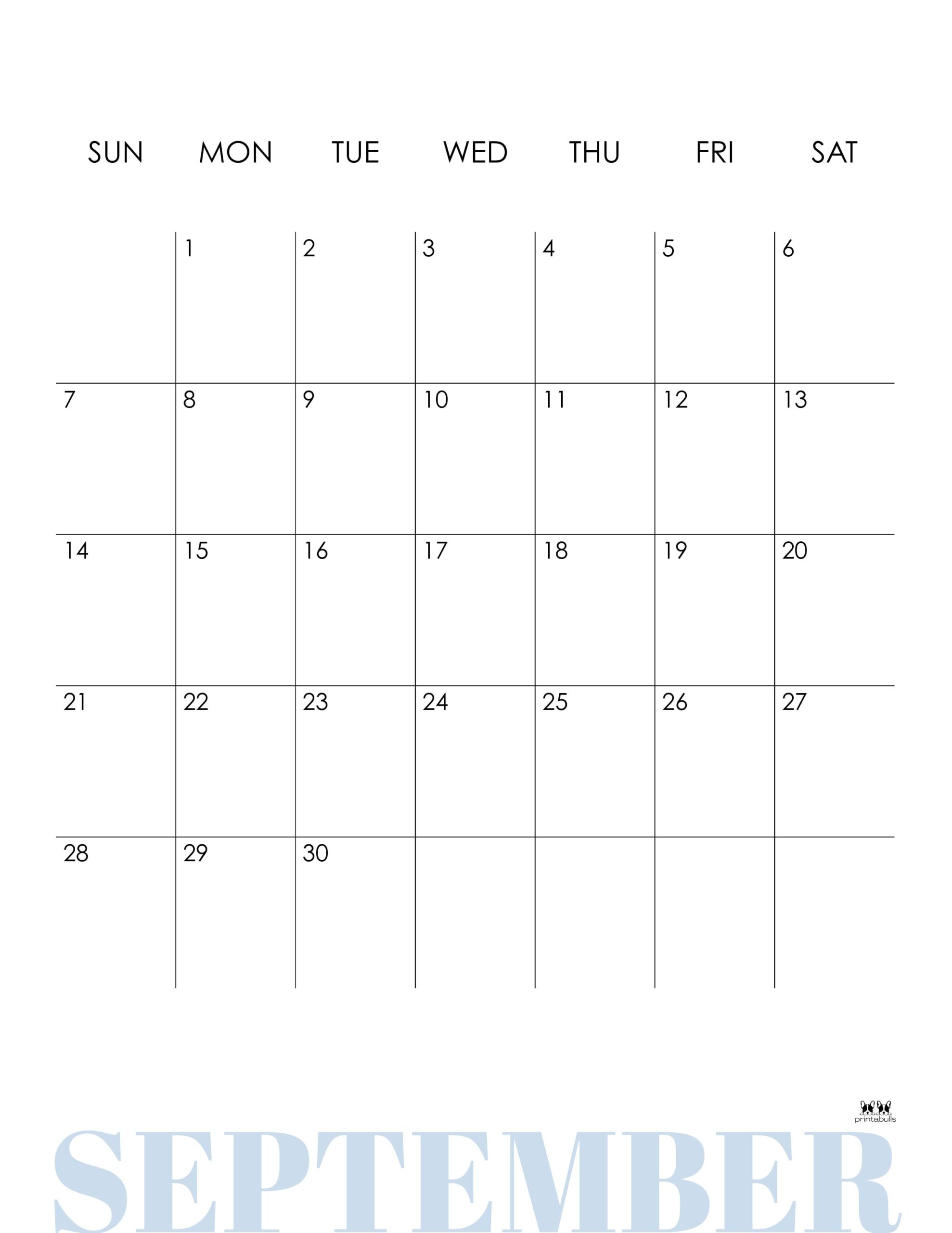 September 2025 Calendars - 107 FREE Printables | Printabulls