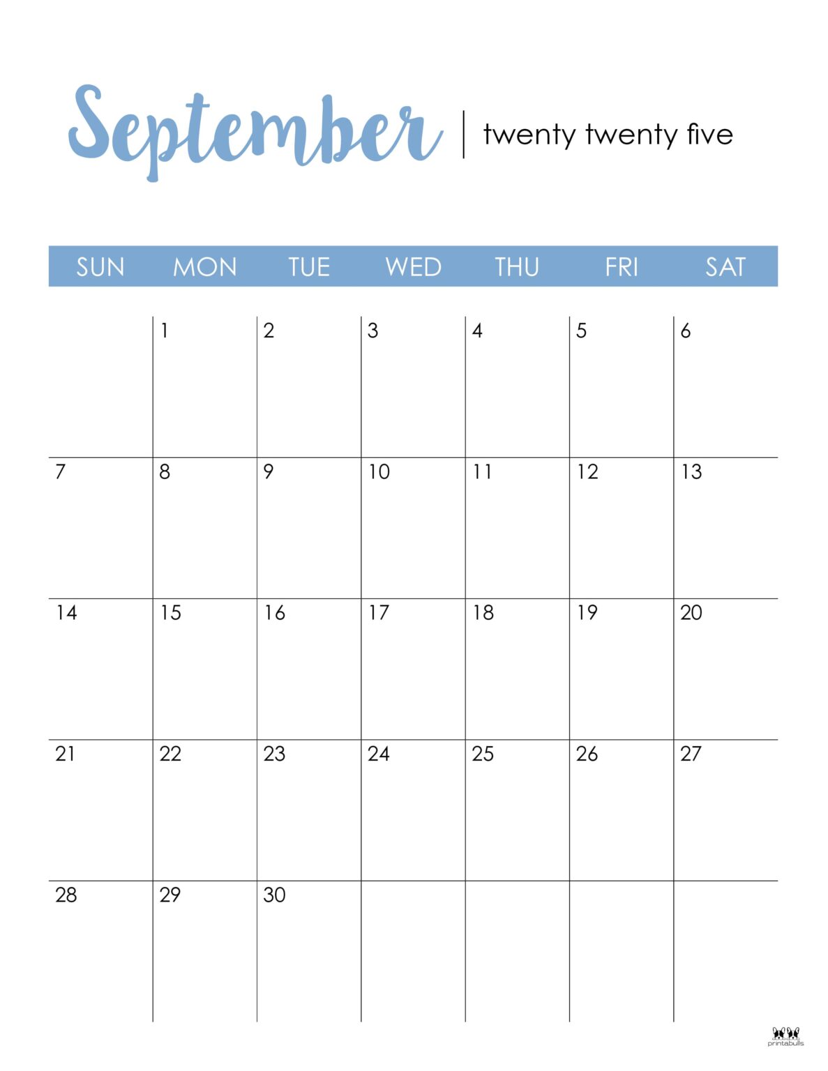 September 2025 Calendars - 107 FREE Printables | Printabulls