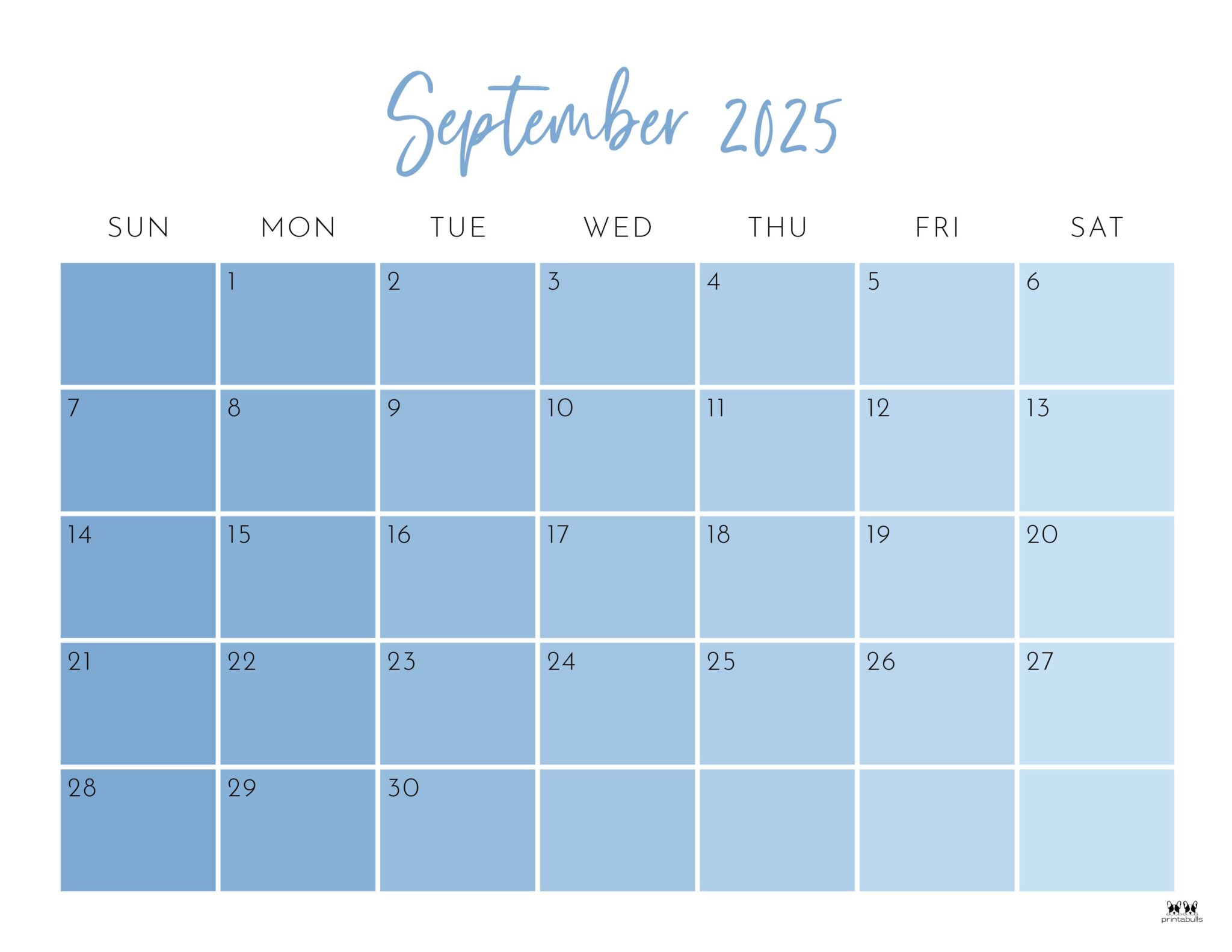 September 2025 Calendars - 107 FREE Printables | Printabulls