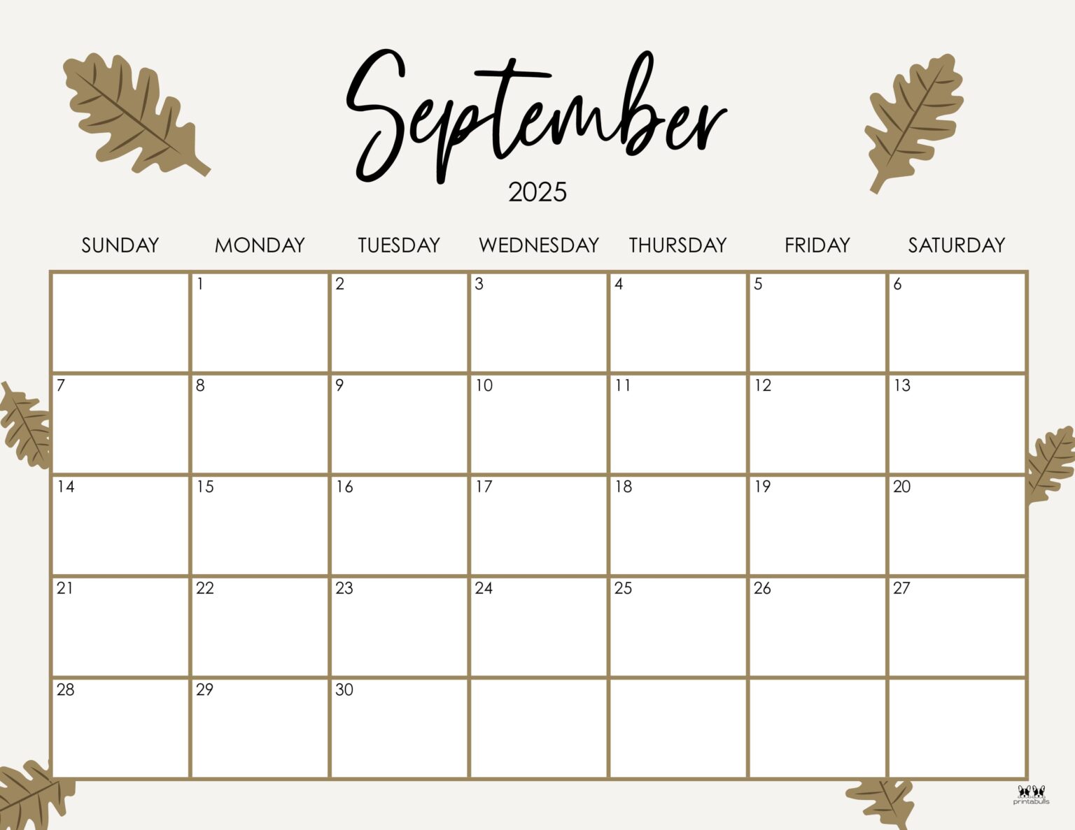 September 2025 Calendars - 107 FREE Printables | Printabulls