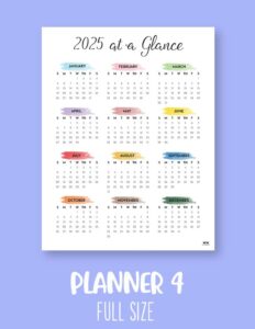 Yearly Calendar Planner Pages - FREE 2025 Pages | Printabulls