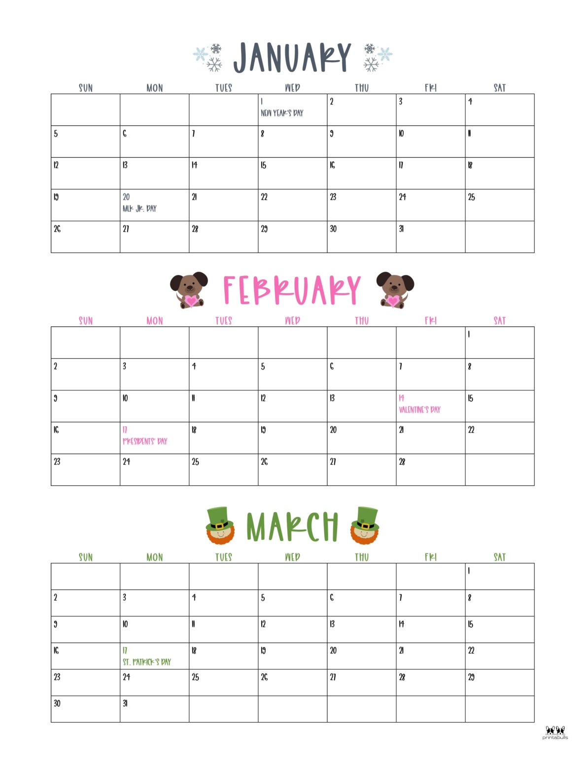 2025 Three Month/Quarterly Calendars - 36 FREE Cals | Printabulls
