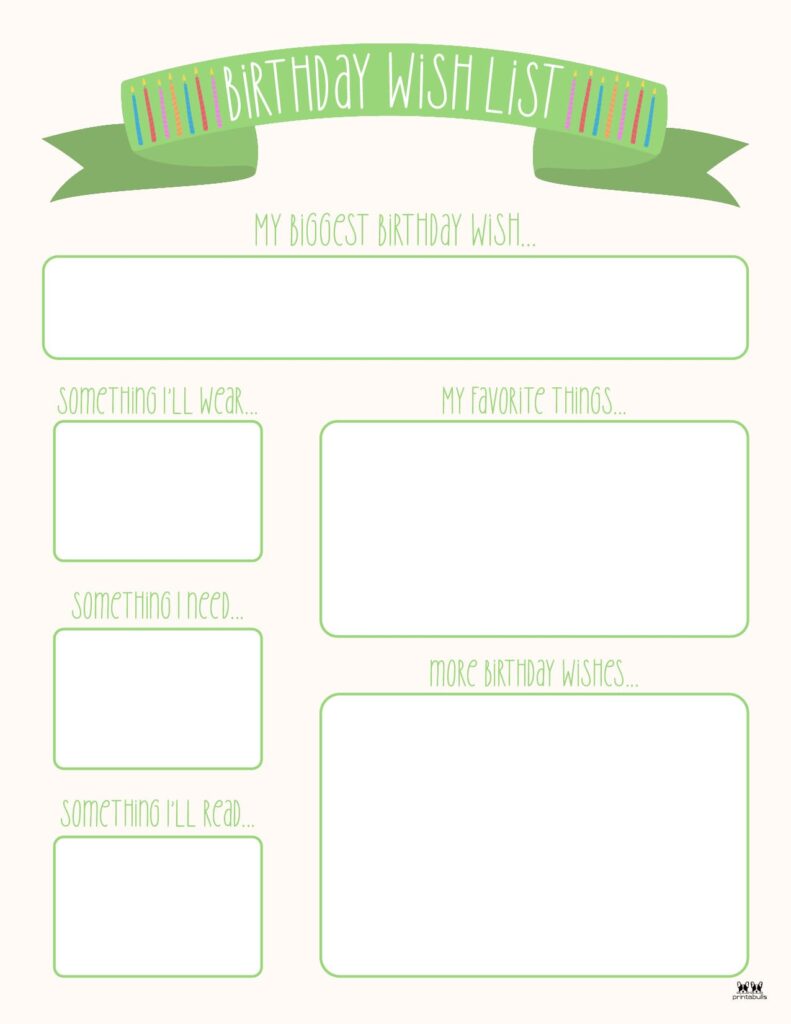 Birthday Wish List Templates 12 FREE Lists Printabulls